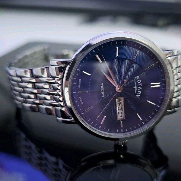 Rotary Windsor Watch Blue Dial Day/Date GS05420/05 Dolphin Standard ...