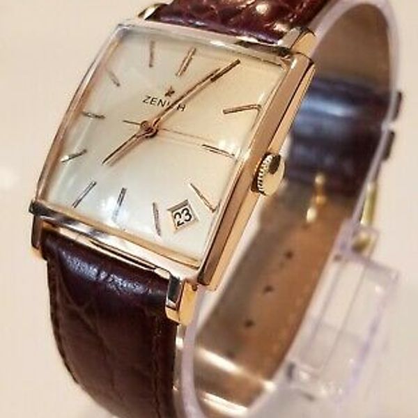 1960s Zenith President Kennedy solid 18k gold watch respirator style ...