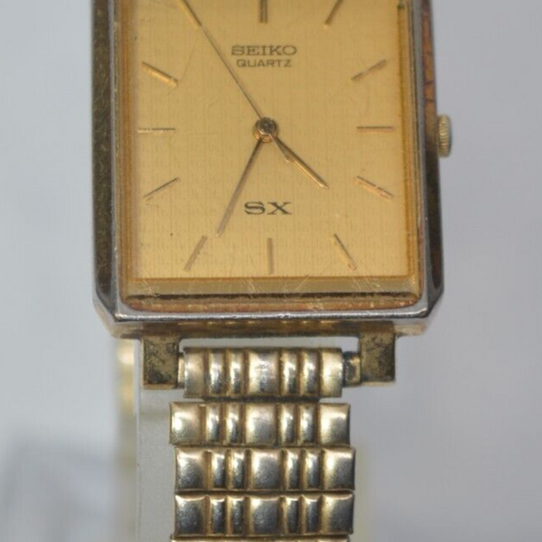 Vintage Seiko Rectangular Tank Watch Gold tone Quartz 5Y31–5A80 New ...