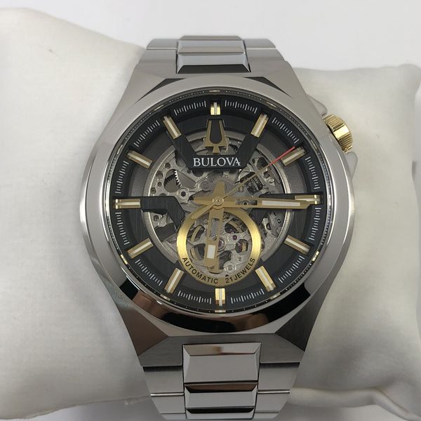 Bulova Maquina Automatic Skeleton Dial Stainless Steel Men's Watch ...