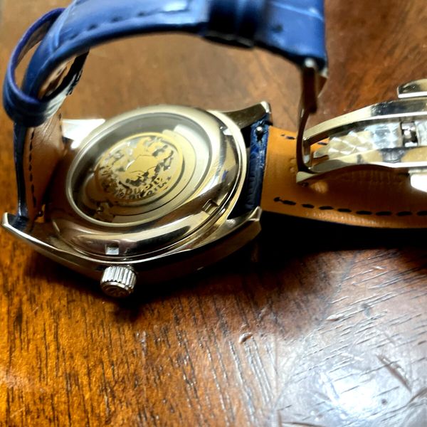 CUSTOM MOD (GRAND SEIKO) BLUE AUTOMATIC NH35A MOVEMENT OPEN CASE-BACK ...