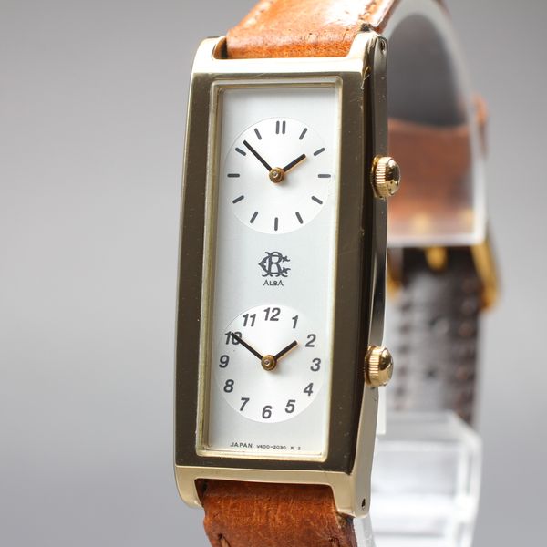 [Near MINT] SEIKO ALBA V400-5620 Dual Time Tank Women's Quartz Watch ...