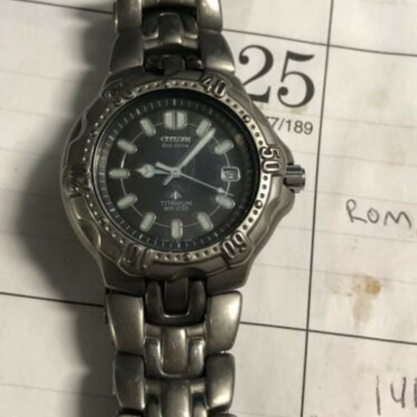 Mens Vintage 38MM Citizen Eco Drive Titanium Solar Watch. 7871 H10317 ...