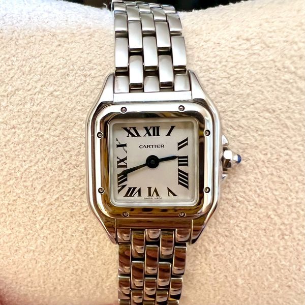 RARE & PRISTINE CARTIER MINI PANTHERE Silver Dial Steel Watch WSPN0019 ...