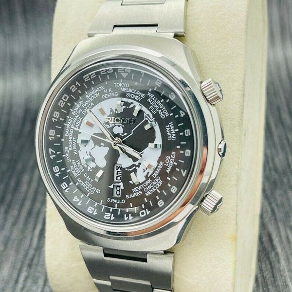Beautiful Ricoh World Time 1970s Automatic Mens Watch Rotating Time ...