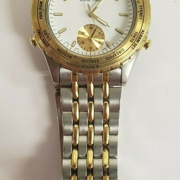 Rare Seiko Quartz World Timer 8V22-7000 w/original band Water Resistant ...