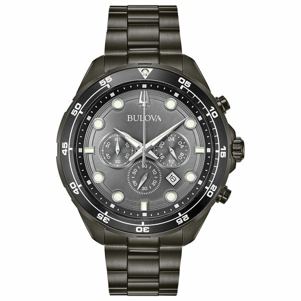 BULOVA MENS CHRONOGRAPH BOXED SET WATCH W/ LEATHER BRAIDED BRACELET *DM ...