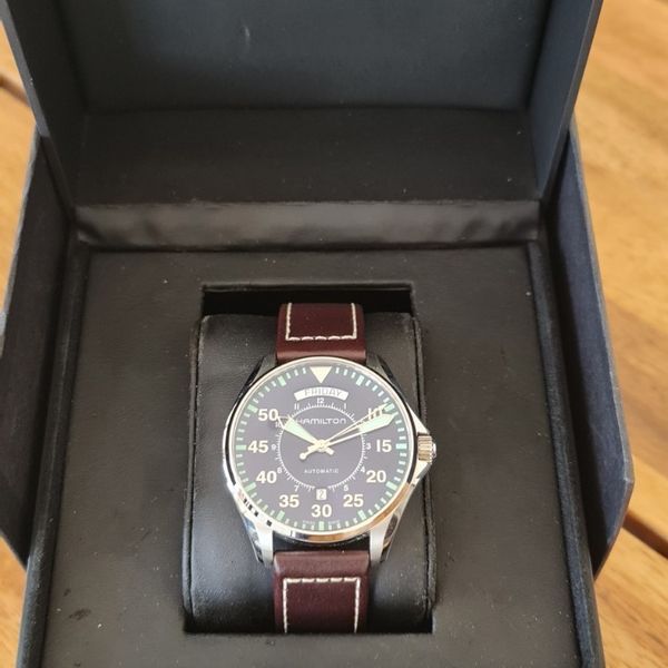 HAMILTON KHAKI AVIATION PILOT DAY DATE H64615545 NOS NEVER WORN ...
