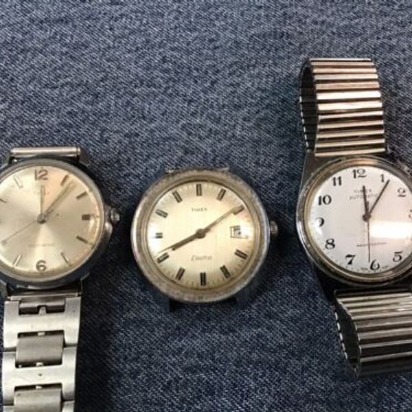 Lot Of 3 Vintage Timex Self Winding And Electric Mens Watches ...