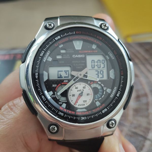 Casio AQ-190W World Timer Ana-Digi Chrono Watch. New Battery/Strap ...