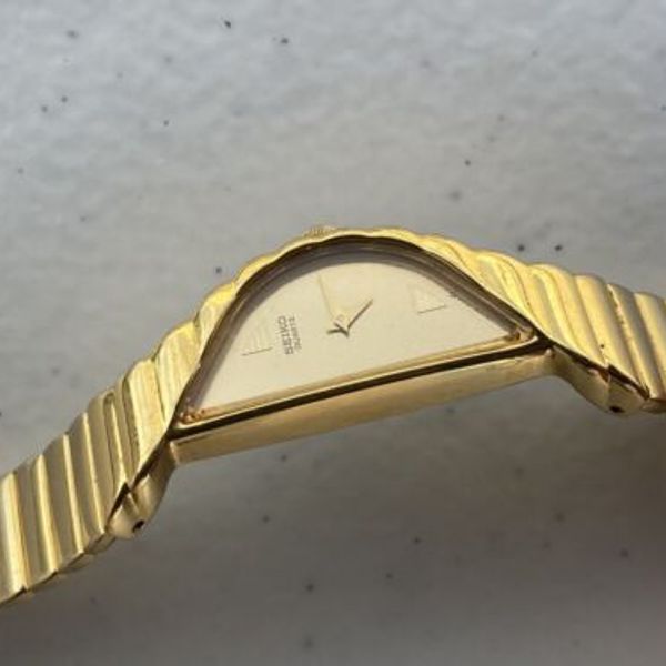 Vintage Seiko Half Moon Watch Quartz Women's Gold Tone 1F20-5D59 | WatchCharts Marketplace