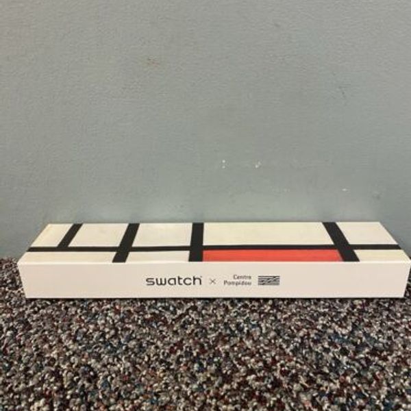 Swatch Red Blue & White by Piet Mondrian 41mm Black Quartz Watch w/Band ...