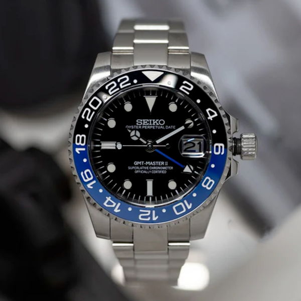 Seiko Batman GMT Automatic Watch Custom Mod NH34 | WatchCharts Marketplace