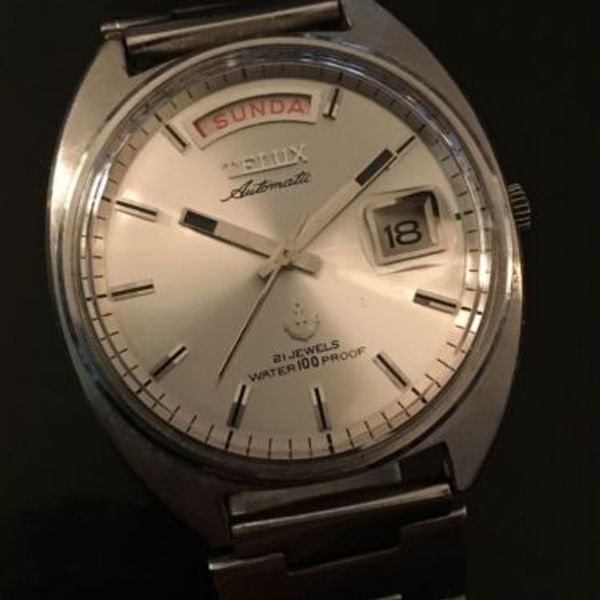 Telux 21 Jewel Automatic Watch-Date/Day Of Week-Factory Bracelet-$ NO ...