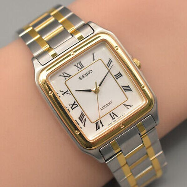 Vintage Seiko Lucent 7N01-5190 Roman Tank Quartz Mens Watch Dual-Tone From JAPAN | WatchCharts ...
