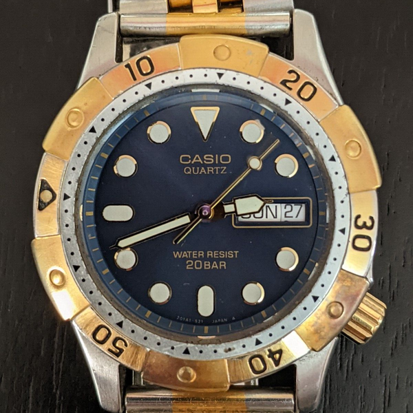 Mens Vintage 1990 CASIO (394) MD-710 Dark Blue dial watch - JAPAN men's ...