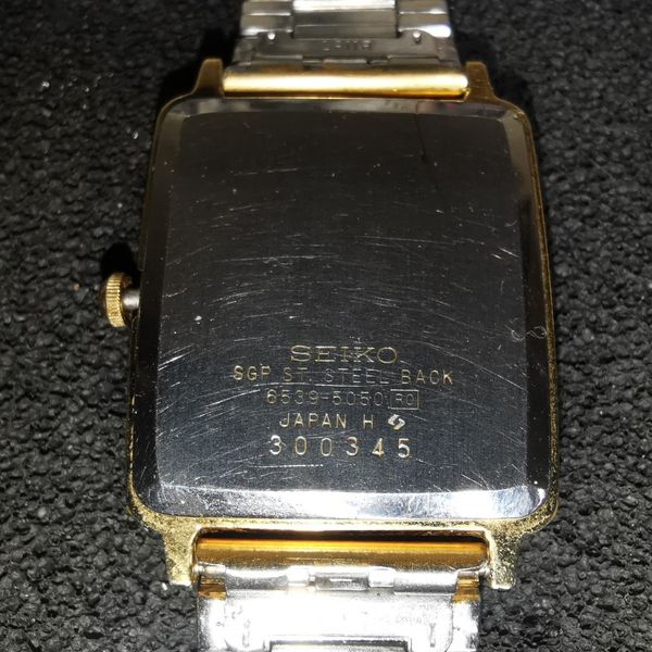 Gents Seiko 6539-5050 Quartz Watch with Gold Metal Strap & Sliding ...