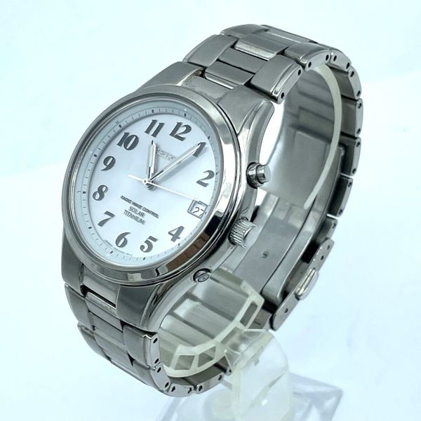 SEIKO Radio Wave Control Solar Titanium Men's Watch 2.5oz Silver Dial ...