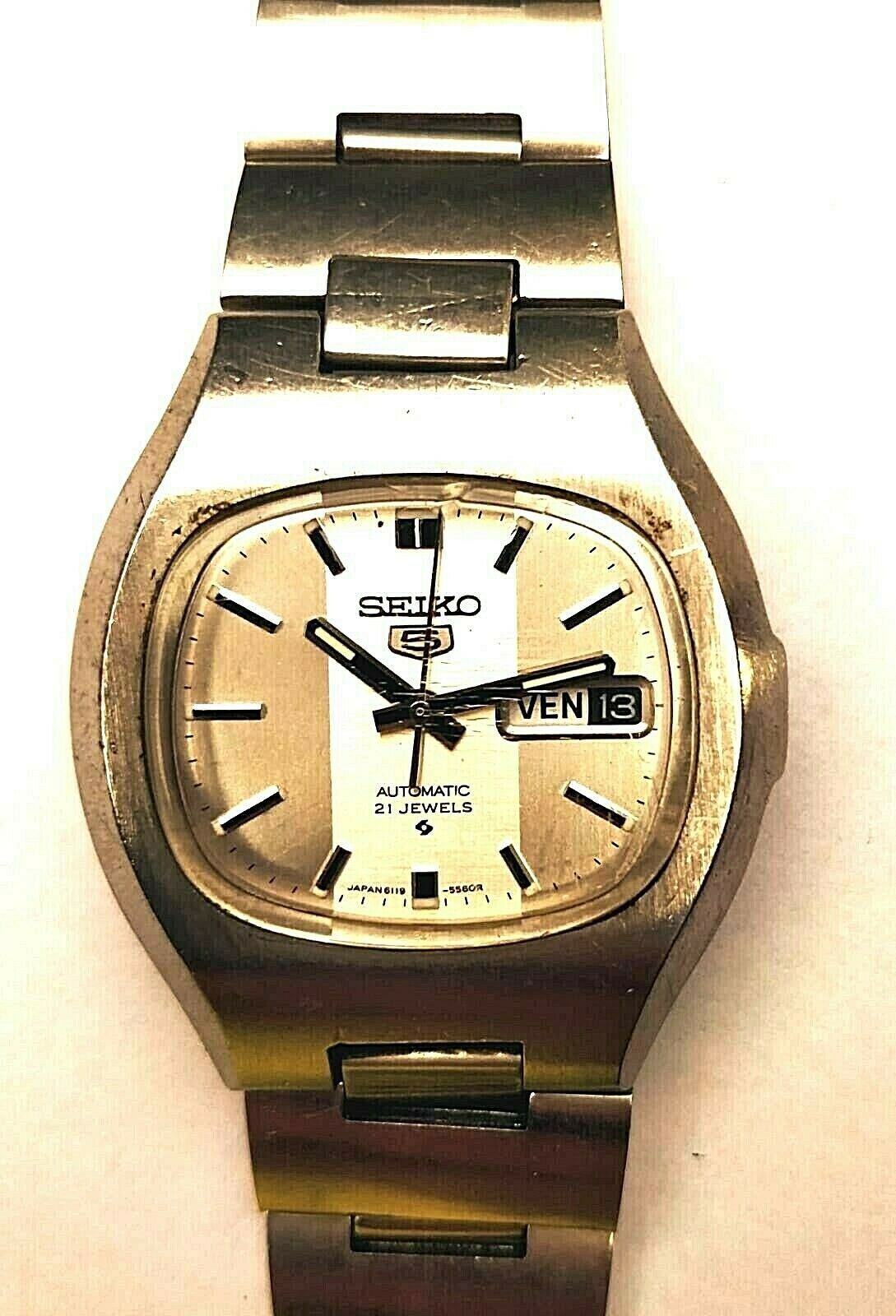 SEIKO 5 6119-5490 VINTAGE Day Date Automatic MEN'S JAPAN WATCH ...