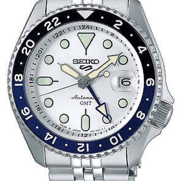 SEIKO 5 SPORTS SBSC017 JDM "5KX" GMT WHITE DIAL MENS WATCH ...