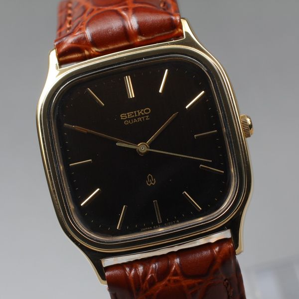 Vintage 1982[N MINT] SEIKO CHARIOT 6431-5050 Gold Square Tank Shape Men ...