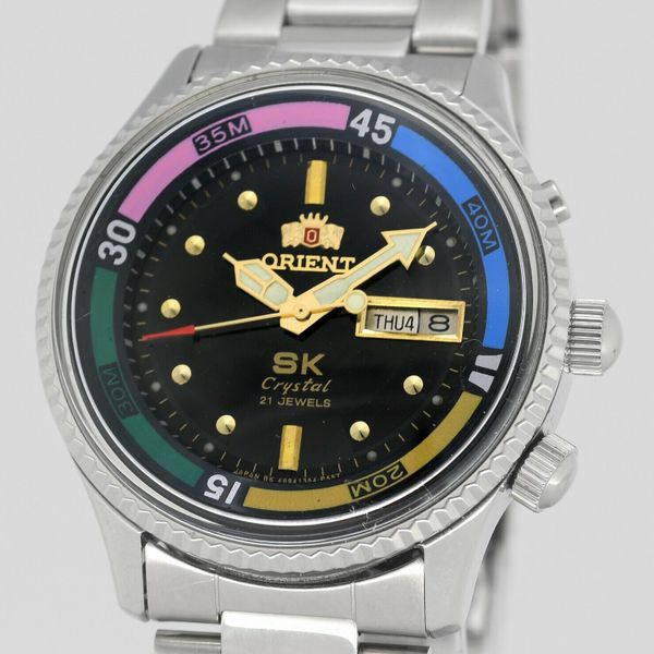 Vintage New Old Stock ORIENT SK Crystal 21 Jewels Auto Day Date Mens ...