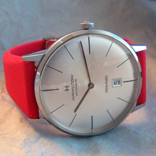 Hamilton Intra-matic 42mm, SST, silver dial, automatic on strap $450 ...