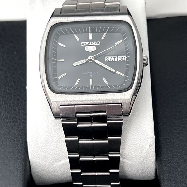 Seiko 5 Automatic 6309 599A Black 37MM Square TV Dial Day Date Vintage ...