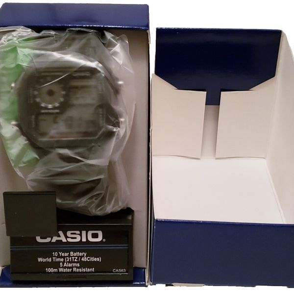 Casio AE-1200WH-1AVCF World Time Digital Watch 5 Alarms Time Zones ...