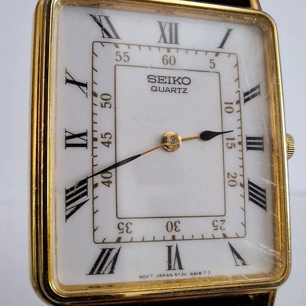 Vintage Seiko 5Y30-5370 Mens Tank Style Quartz Dress Watch - Nov 1989 ...