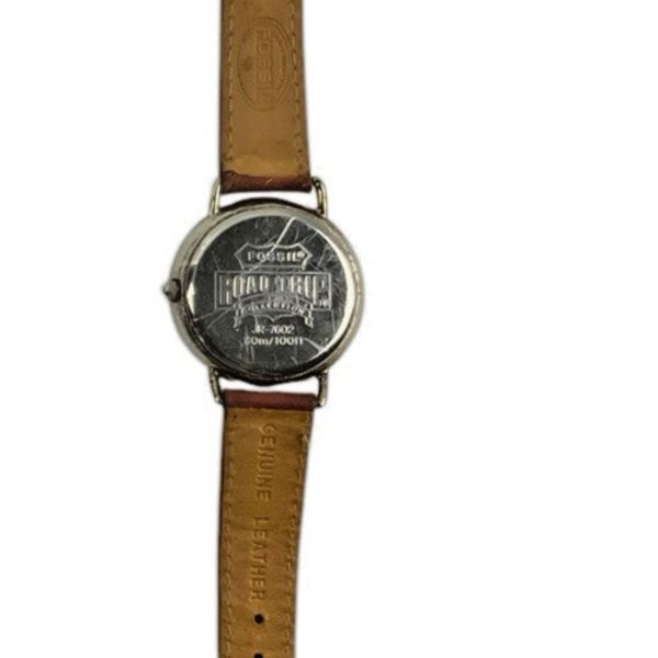 Vintage Fossil Wrist Watch Men's Floating Orange Gears Leather Band New ...