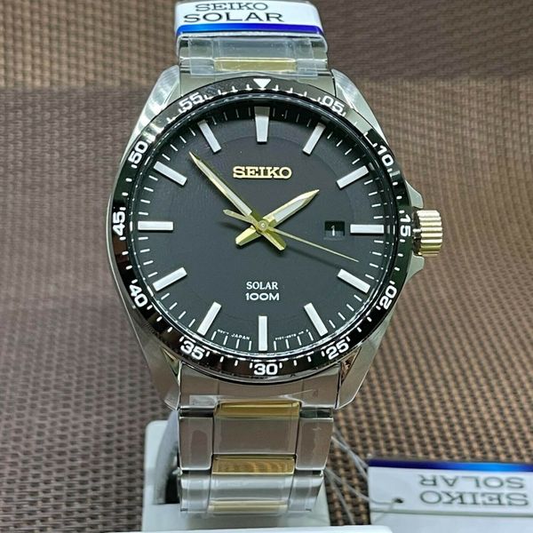 Seiko SNE485P1 Solar Powered Two Tone Stainless Steel Bracelet Men's ...