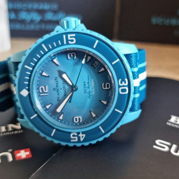 Swatch x Blancpain Scuba Fifty Fathoms Blue Lagoon | WatchCharts ...