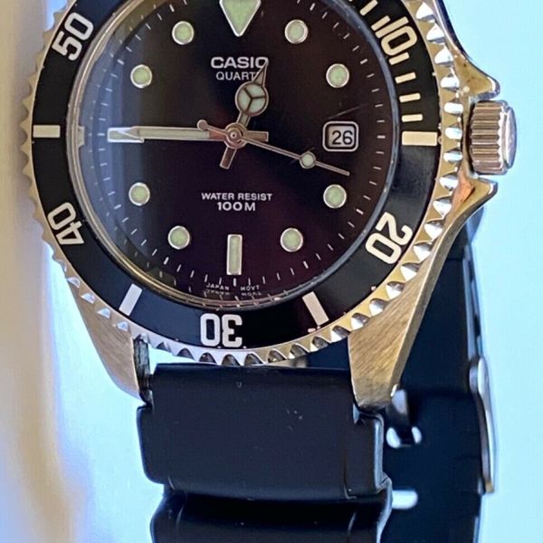 Vintage CASIO Quartz 100M Divers Watch MTD-1010 Submariner Homage ...