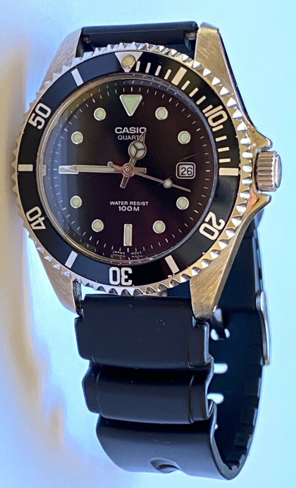 Vintage CASIO Quartz 100M Divers Watch MTD-1010 Submariner Homage ...