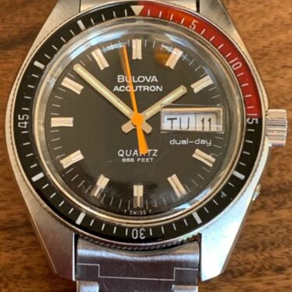 Vintage Bulova N7 Accutron Deep Sea 666 Devil Diver Dual Dial Mens ...