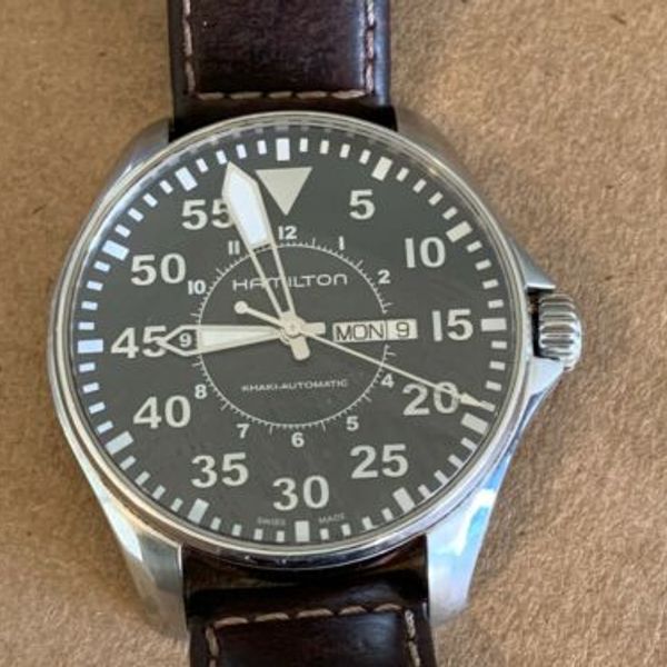 HAMILTON MEN'S KHAKI AVIATION PILOT 46MM AUTOMATIC 25 JEWELS H647150 ...