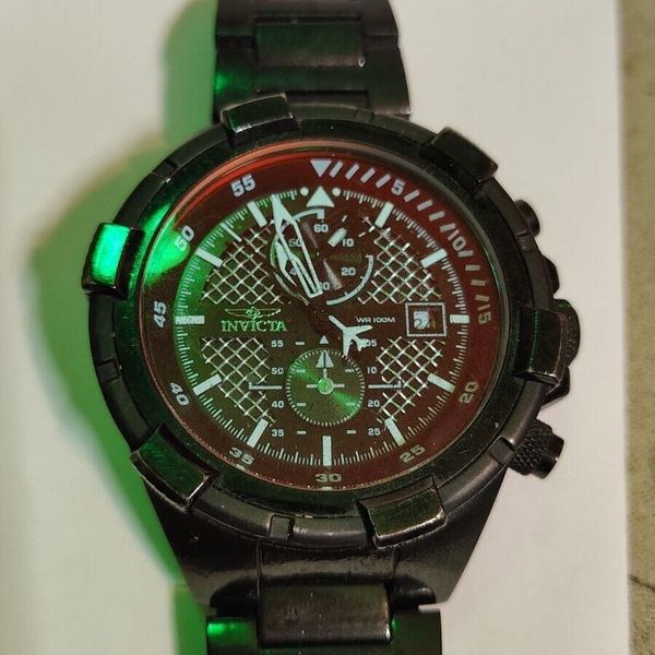 Invicta Mens Watch Black Steel Rd Face Aviator Rotating Bezel ...