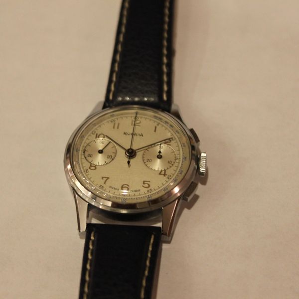 Beautiful, 2 sub-dial chronograph vintage Rodana from the 1950's with ...