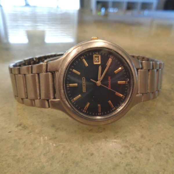 Vintage Seiko Titanium Watch 7N42-8109 7N42 8109 Original Titanium Band ...