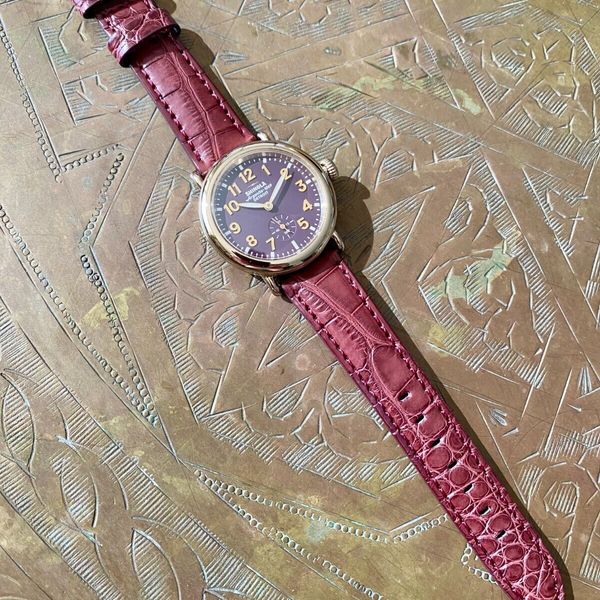 RARE Shinola Runwell 36mm Sub Second Oxblood Gold Watch w Maroon ...