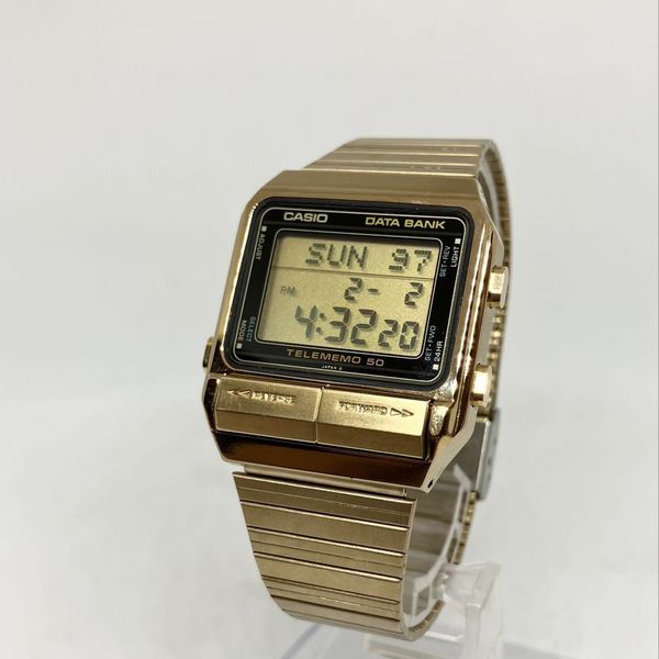 CASIO DATA BANK DB-500G Gold Watch Rare Collectors Edition Telememo 50 ...