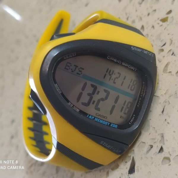VINTAGE CASIO CHR-100 (2979) Sport yellow band watch .vintage full ...