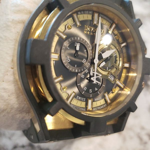 Invicta 0637 Reserve Akula II Gray and Gold Dial Gray Polyurethane ...