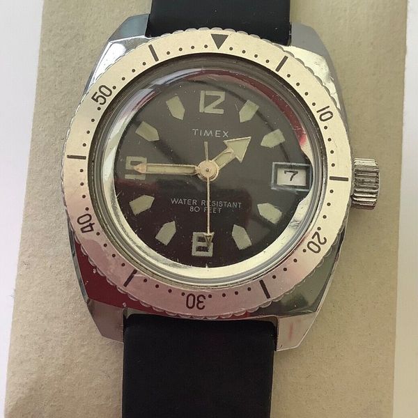 VINTAGE TIMEX MECHANICAL SPRITE 80 FEET DIVERS STYLE WATCH,WORKING ...