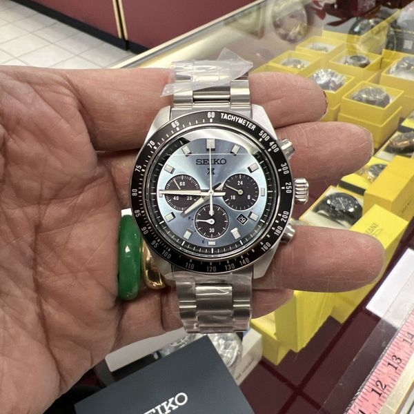 Seiko SSC935ð Prospex Light Blue Speedtimer Solar Watch 100m Box Tags ...