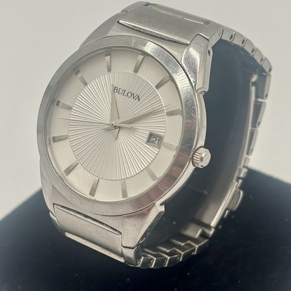 Bulova Dress Watch Stainless Steel Fancy Dial, Date, 38mm, 96b105 ...