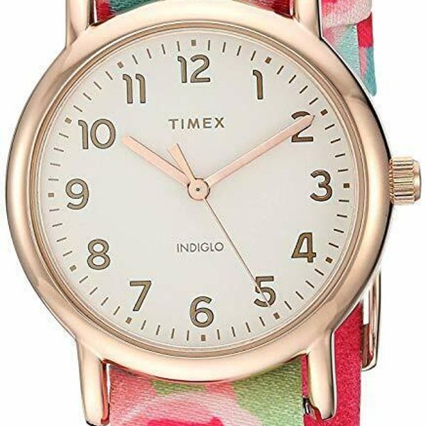 Timex TW2T31300, Women's "Weekender" Floral Fabric Watch, Indiglo, 31MM ...