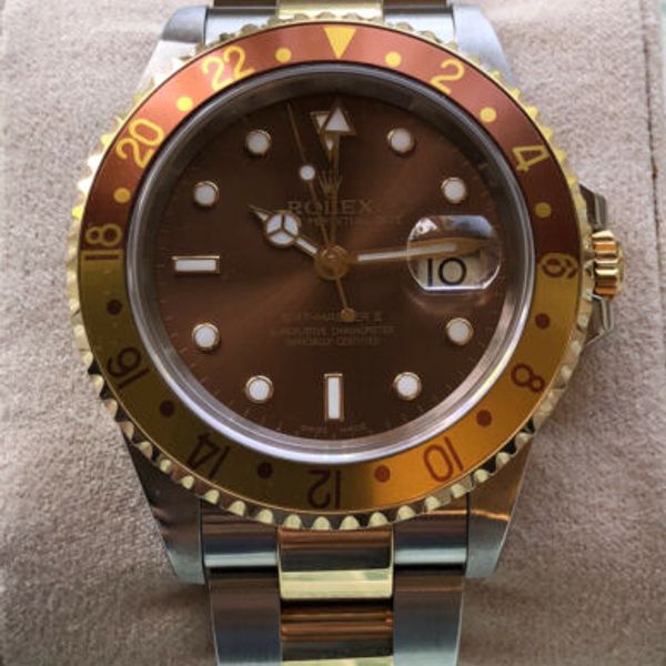 Rolex GMT-MASTER II 16713 Root Beer Two-Tone 18K Yellow Gold / Steel ...