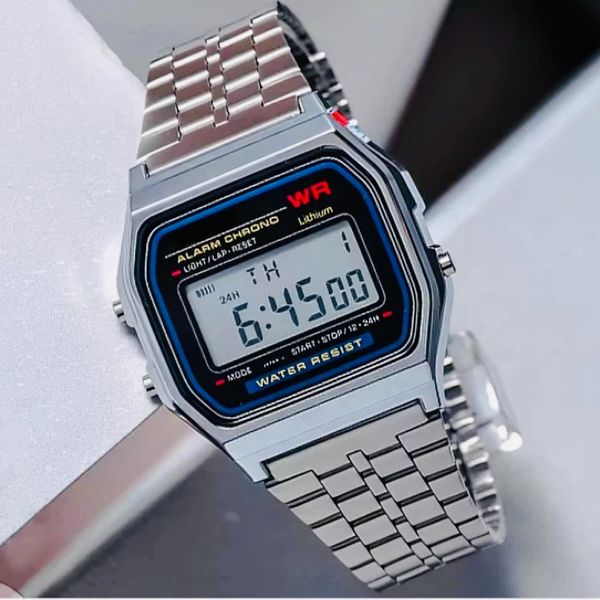 Classic Digital Watch F91 Water Splush (Casio Look) with Steel Strap in ...